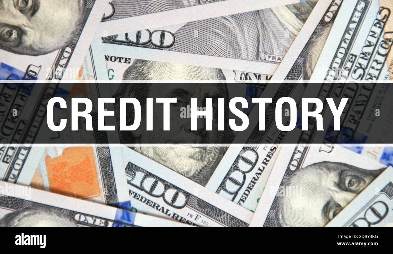 Credit History text Concept Closeup. American Dollars Cash Money,3D ...