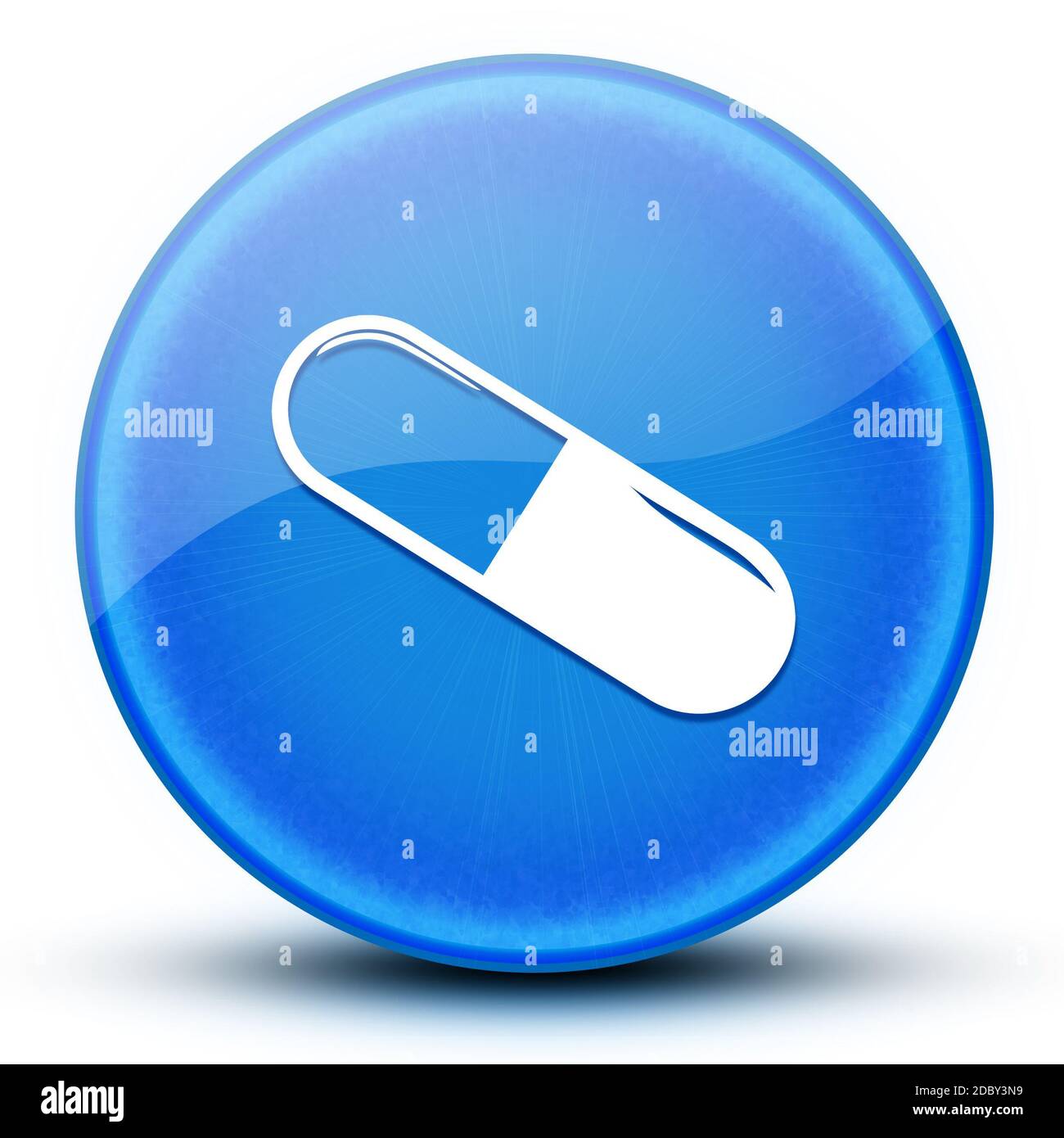 Pill eyeball glossy blue round button abstract illustration Stock Photo ...