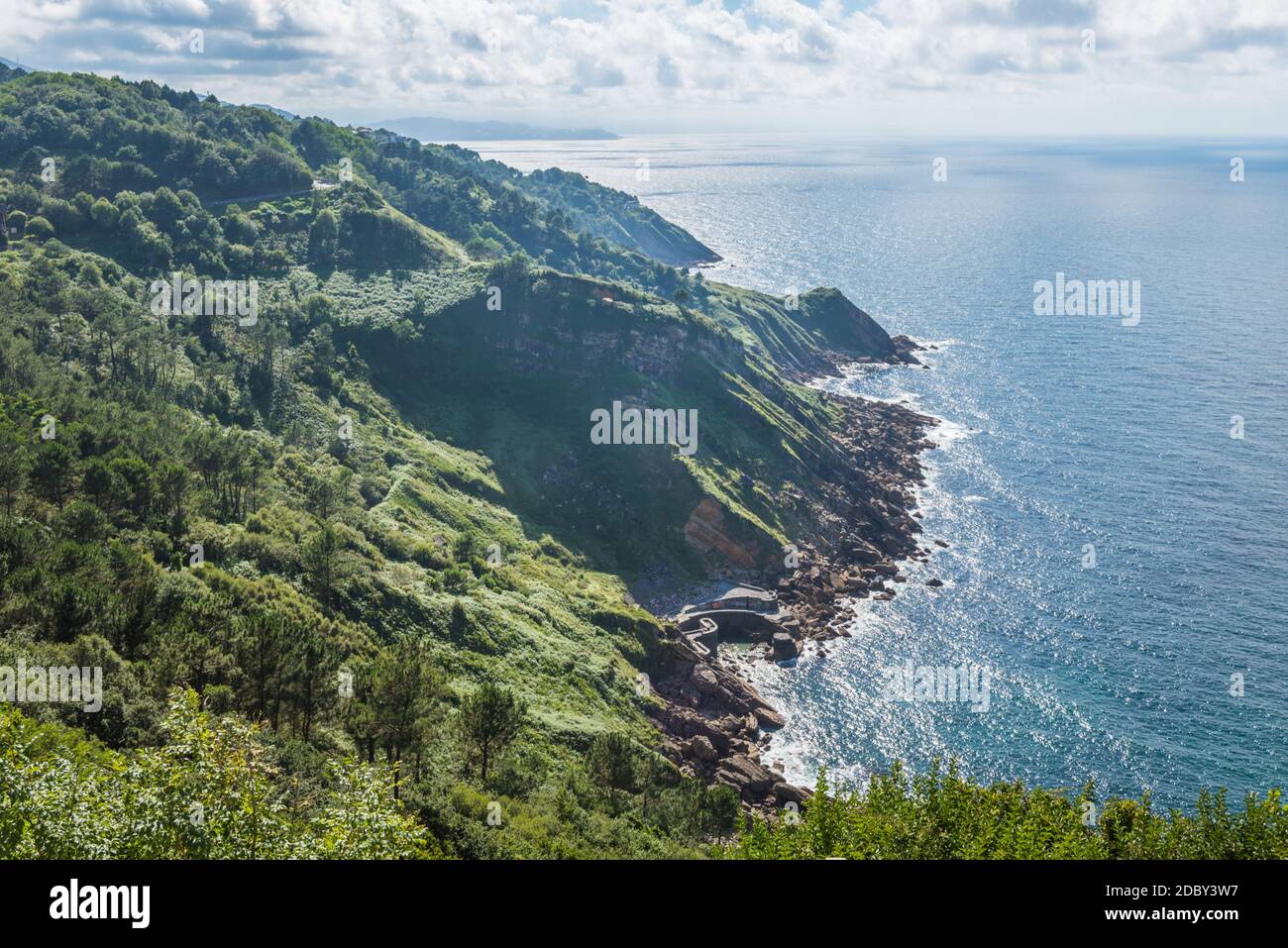 Aerial view of San Sebastian cliff, Donostia, Spain on a beautiful ...