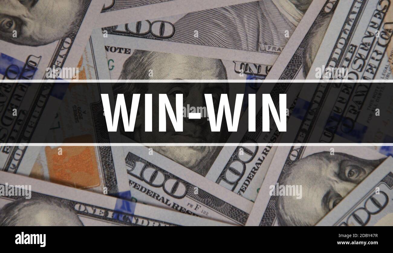 Win-win text Concept Closeup. American Dollars Cash Money,3D rendering ...