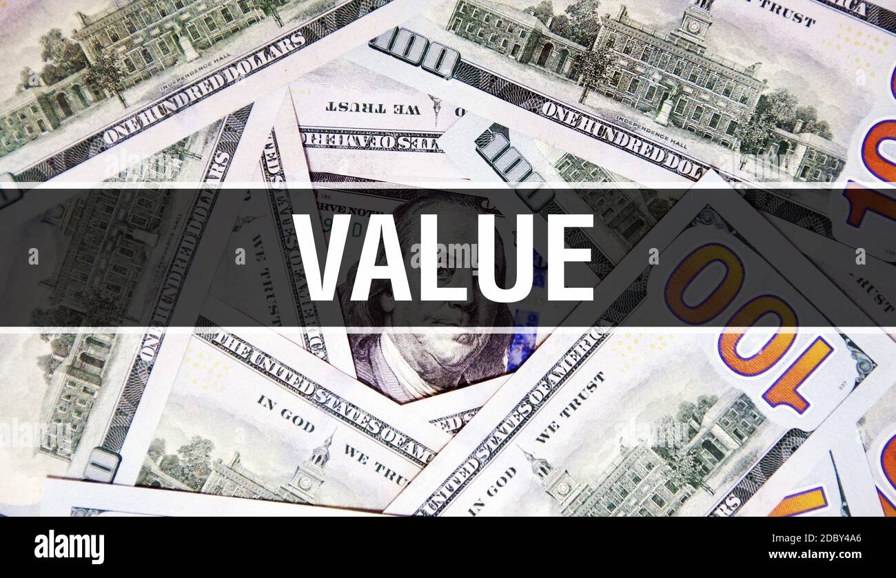 Value text Concept Closeup. American Dollars Cash Money,3D rendering ...