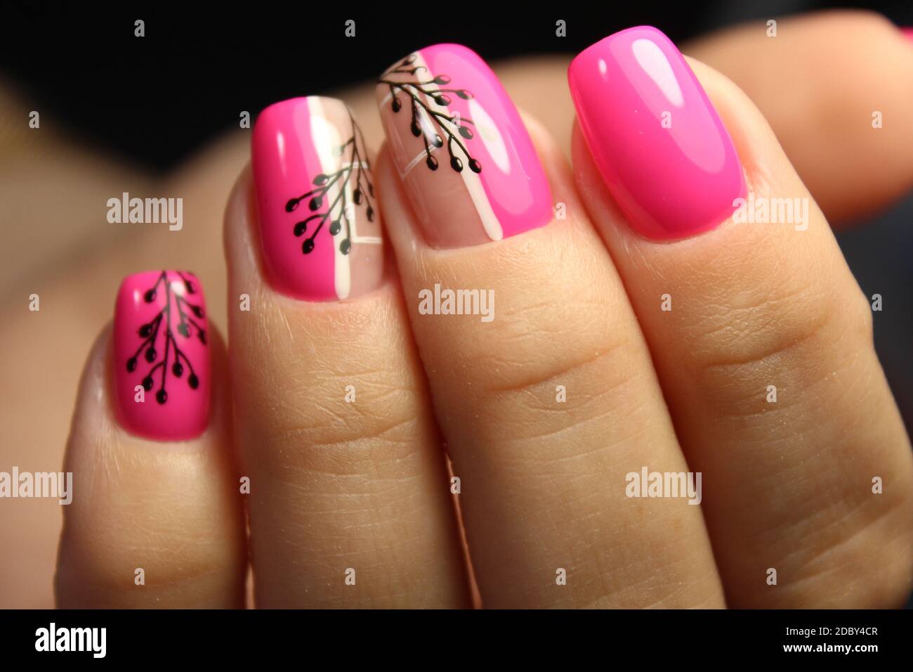 stylish design of manicure on long beautiful nails Stock Photo - Alamy