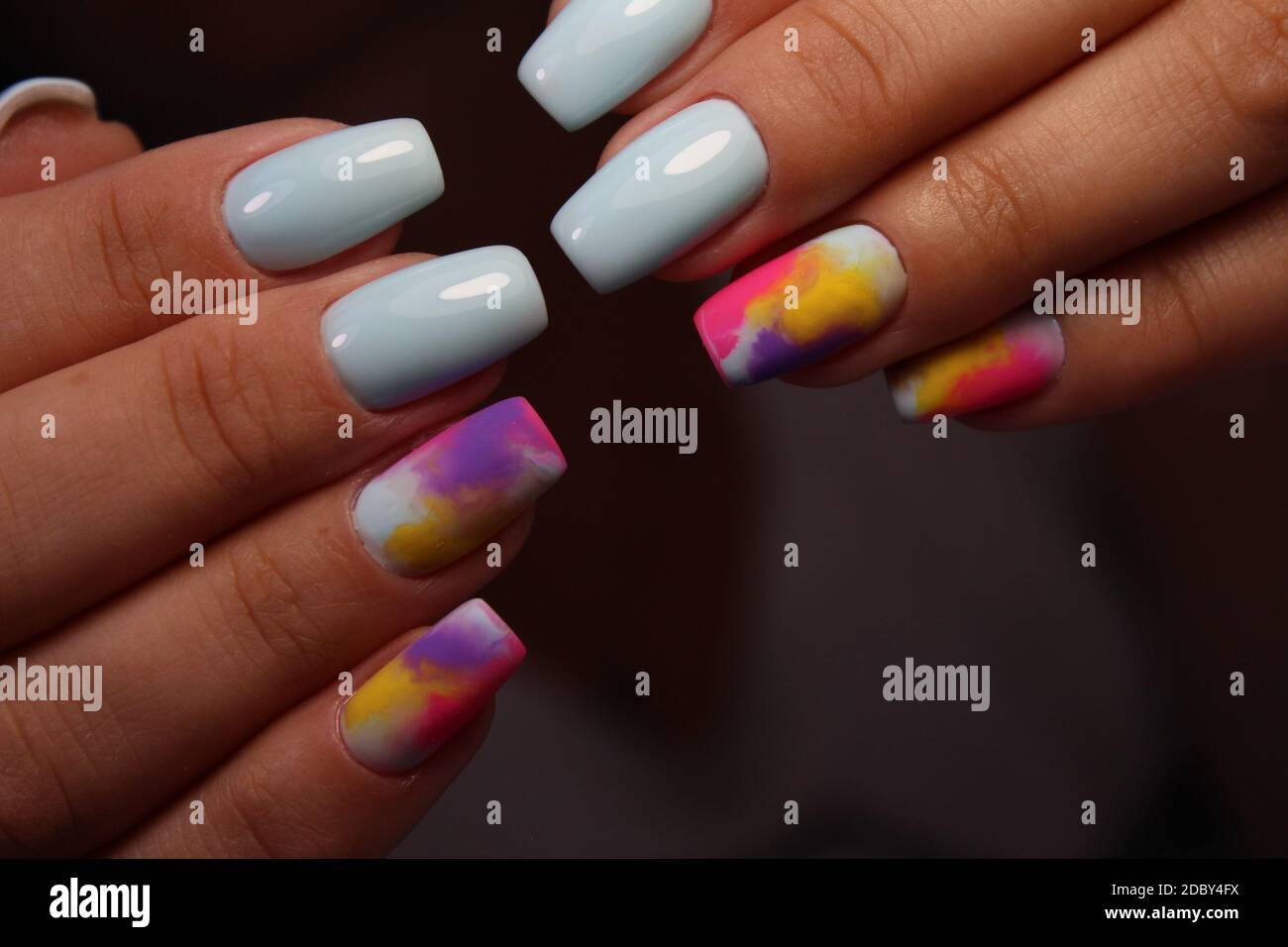 stylish design of manicure on long beautiful nails Stock Photo - Alamy