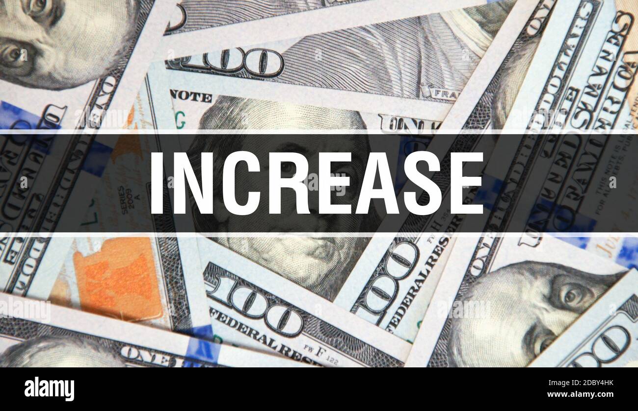 Increase text Concept Closeup. American Dollars Cash Money,3D rendering ...