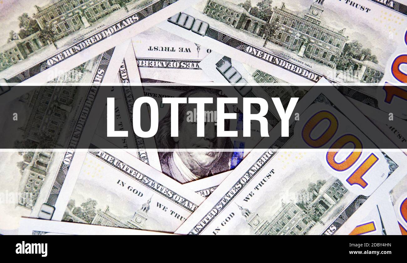 Lottery text Concept Closeup. American Dollars Cash Money,3D rendering ...