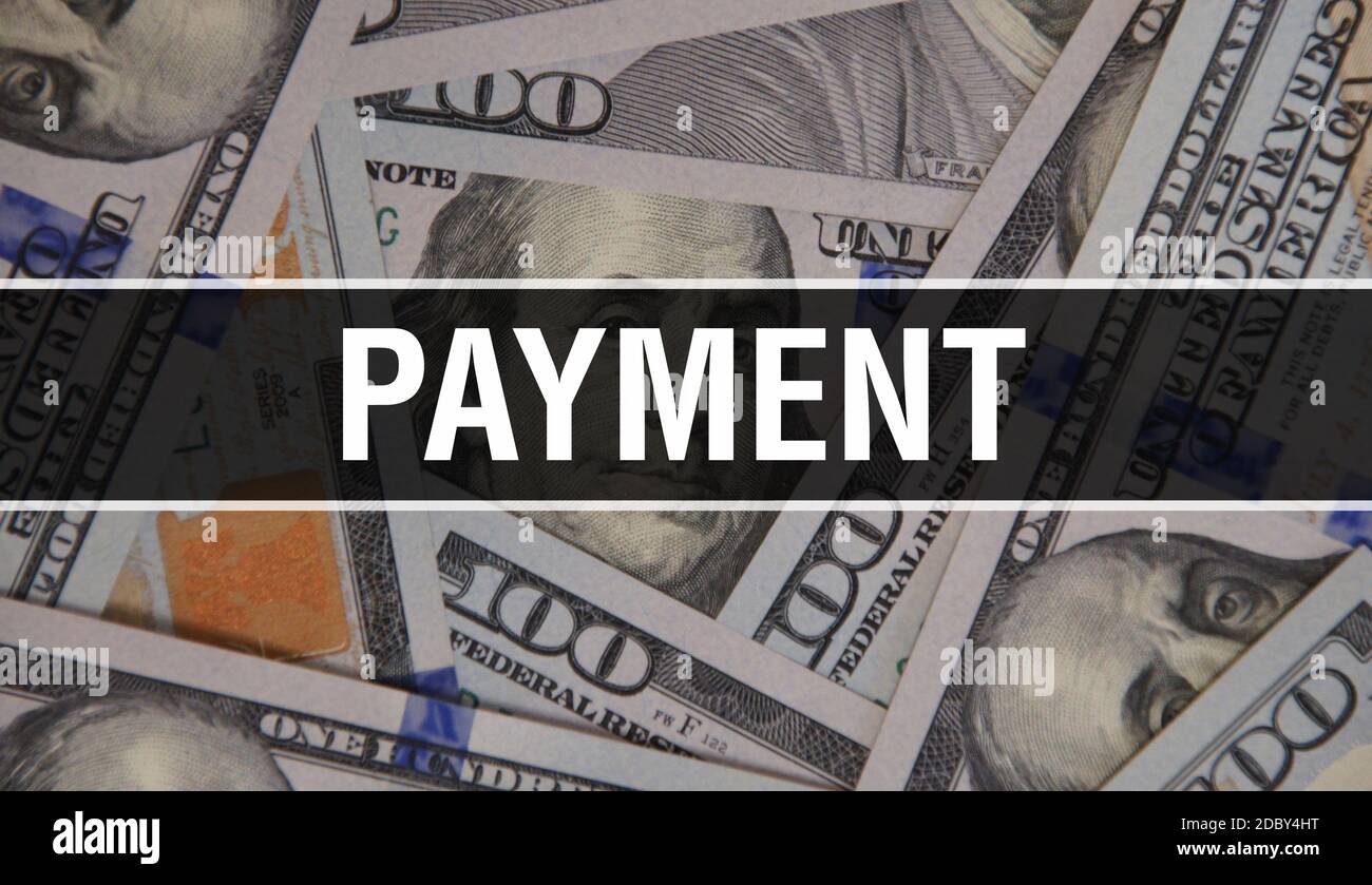 Payment text Concept Closeup. American Dollars Cash Money,3D rendering ...