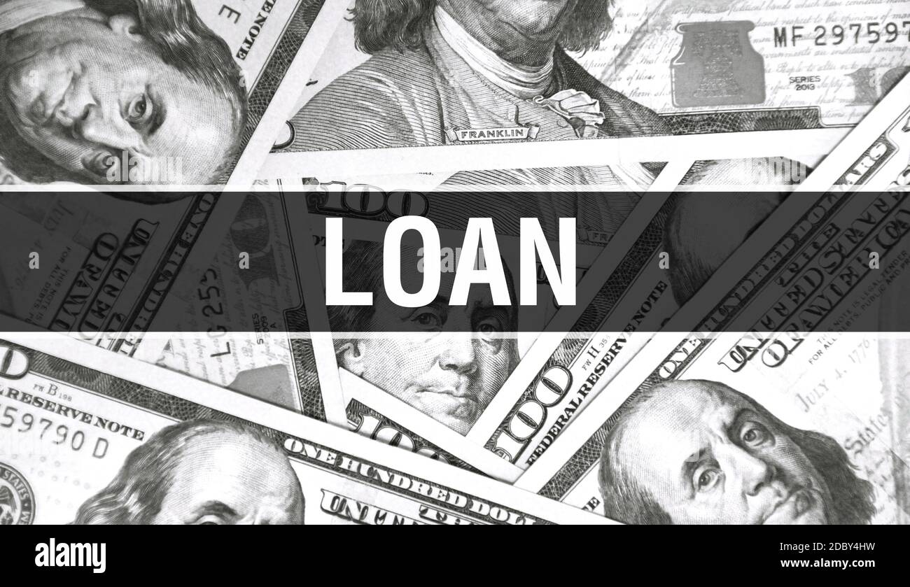 Loan text Concept Closeup. American Dollars Cash Money,3D rendering ...