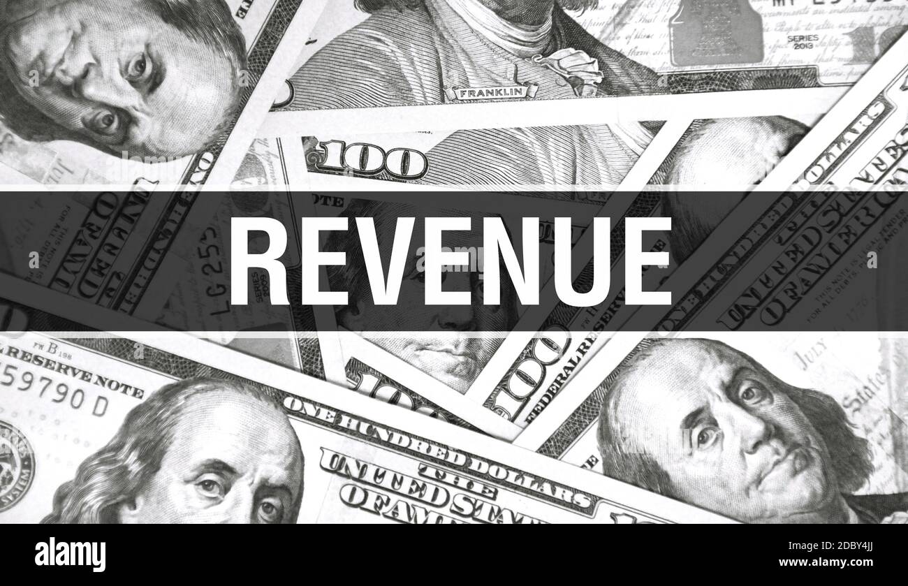 Revenue text Concept Closeup. American Dollars Cash Money,3D rendering ...