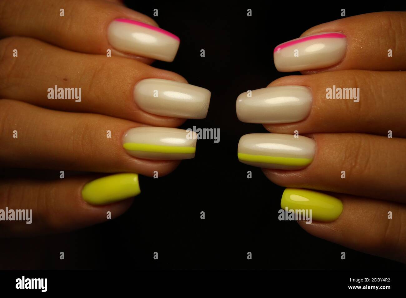 stylish design of manicure on long beautiful nails Stock Photo - Alamy