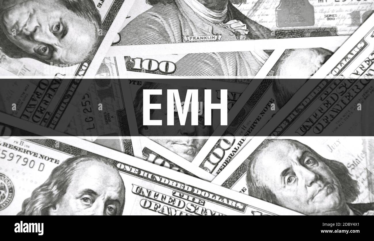 EMH text Concept Closeup. American Dollars Cash Money,3D rendering. EMH ...
