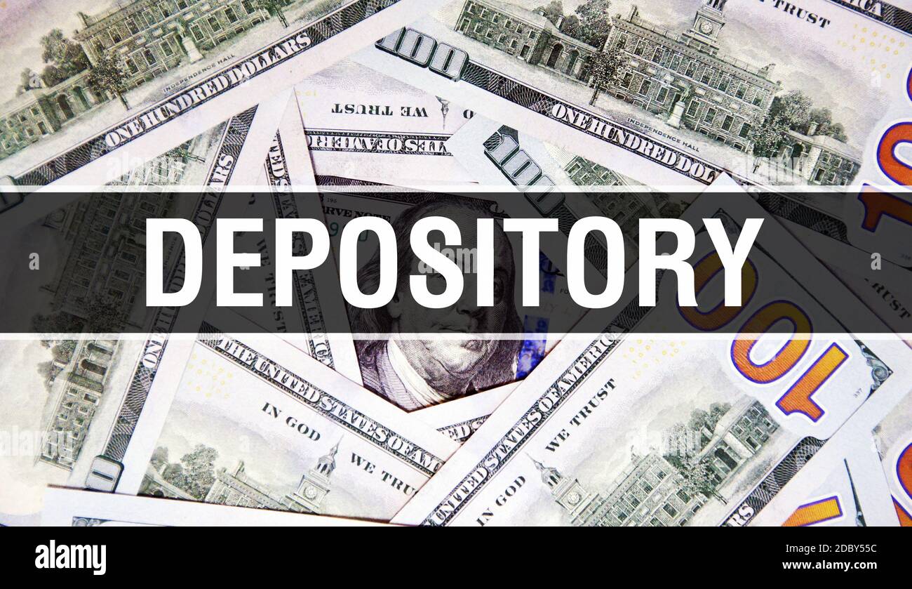 Depository text Concept Closeup. American Dollars Cash Money,3D ...