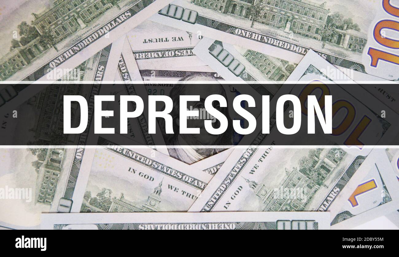 Depression text Concept Closeup. American Dollars Cash Money,3D ...