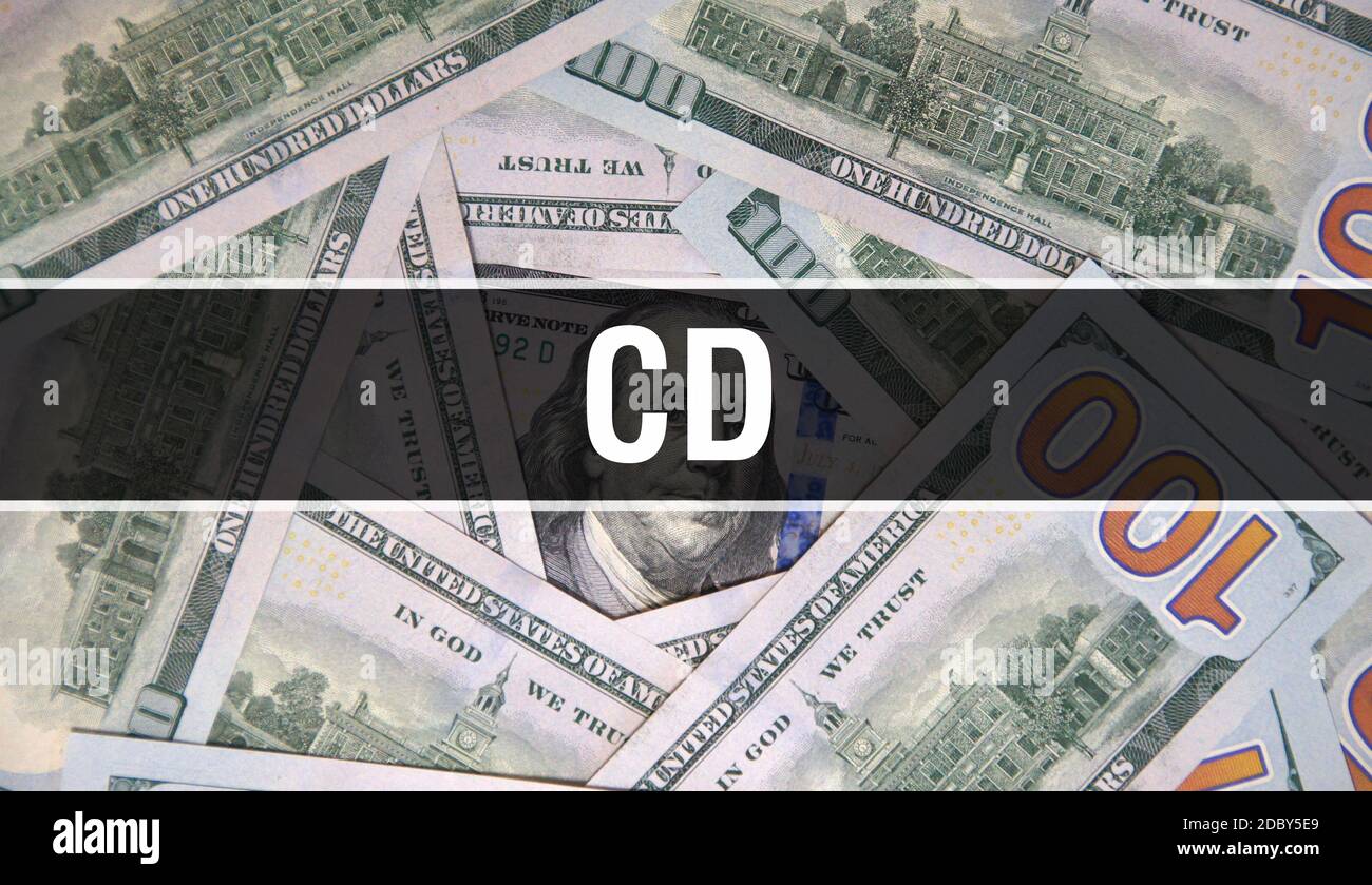 CD text Concept Closeup. American Dollars Cash Money,3D rendering. CD ...