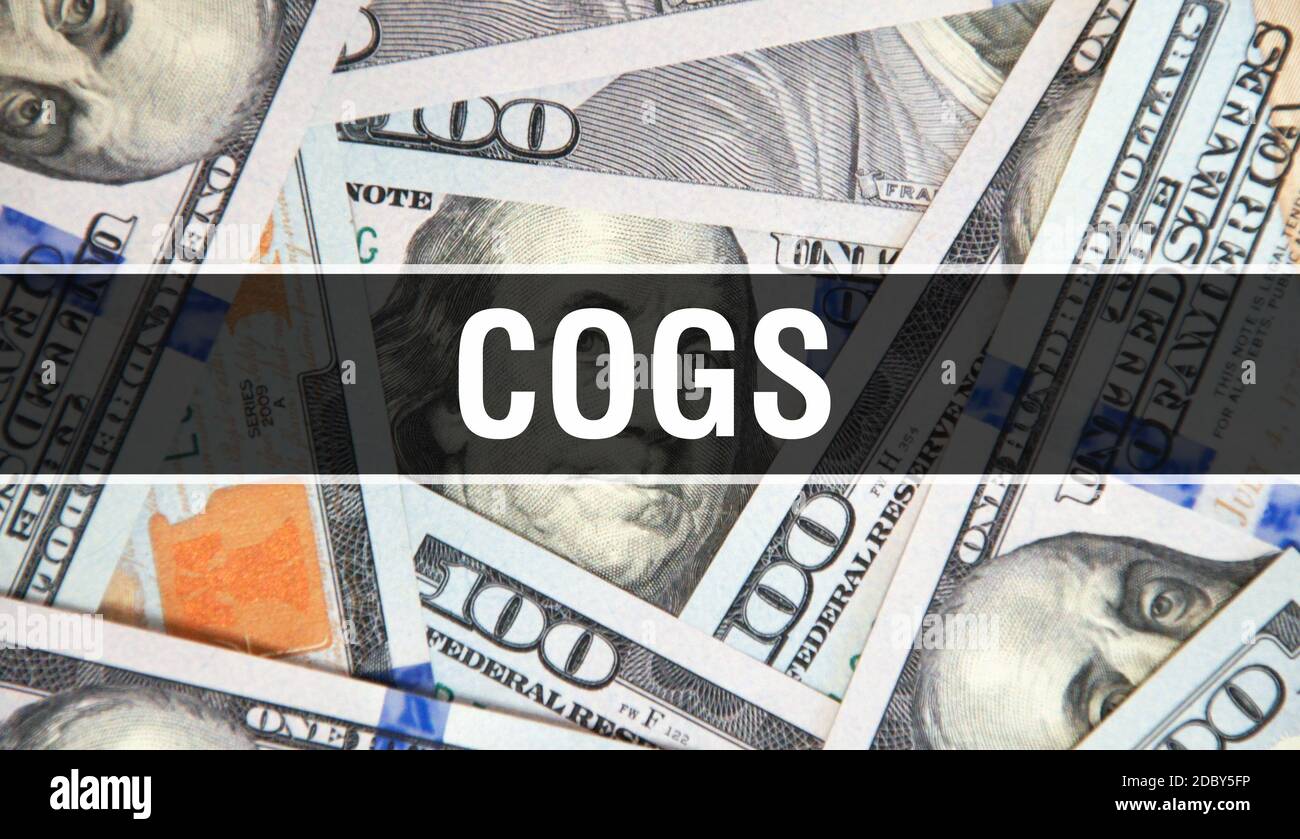 Cogs text Concept Closeup. American Dollars Cash Money,3D rendering ...