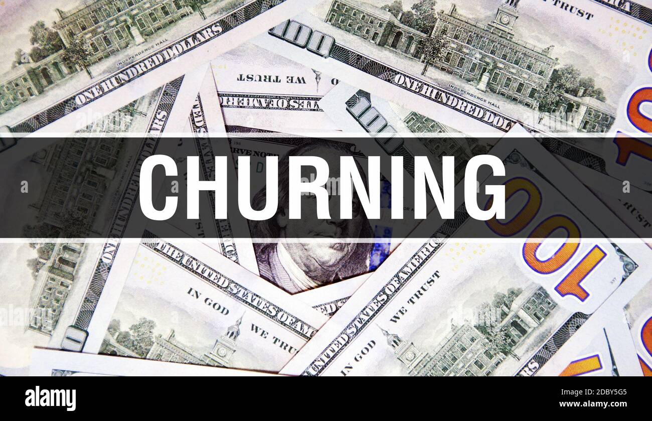 Churning text Concept Closeup. American Dollars Cash Money,3D rendering ...