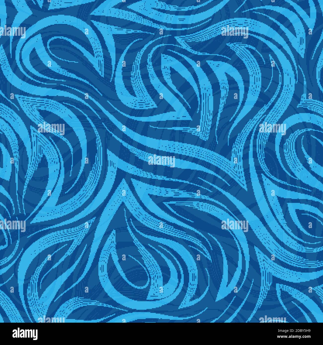 blue flowing lines and corners vector geometric seamless pattern on ...