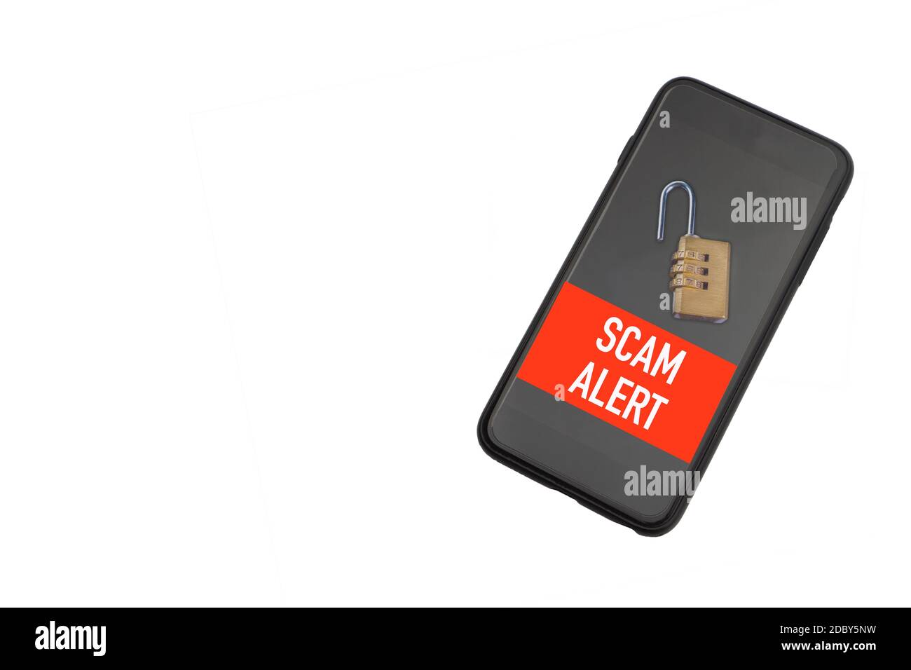 SCAM ALERT text on smartphone or mobile phone over white background ...