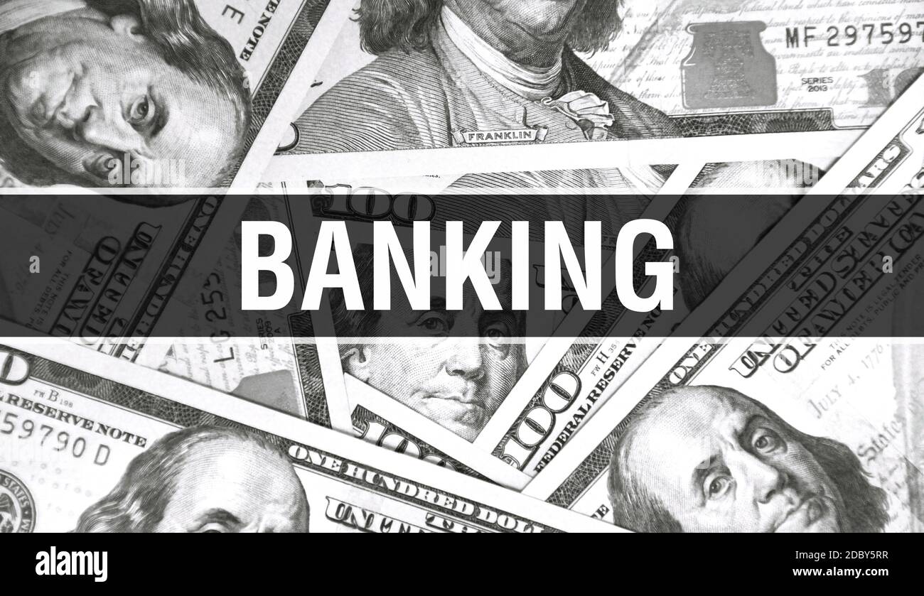 Banking text Concept Closeup. American Dollars Cash Money,3D rendering ...
