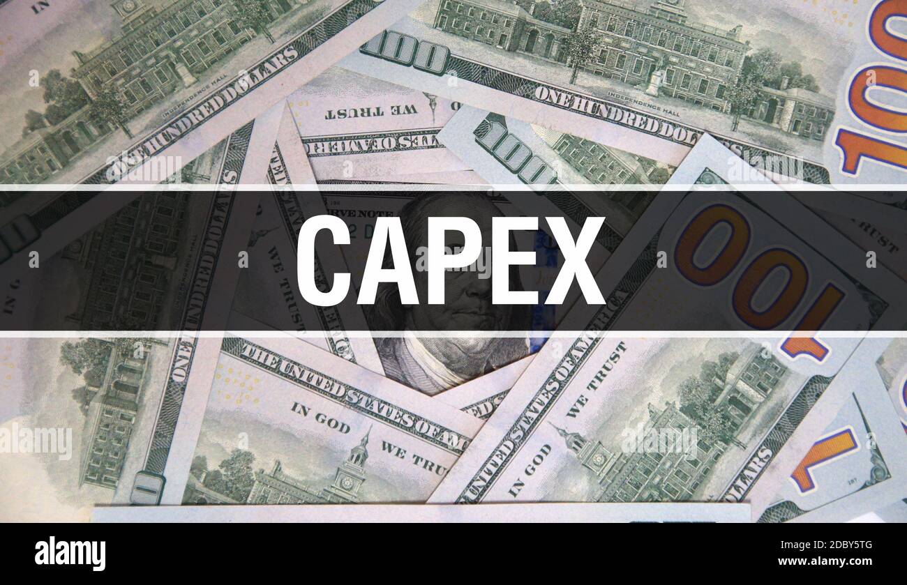CAPEX text Concept Closeup. American Dollars Cash Money,3D rendering ...