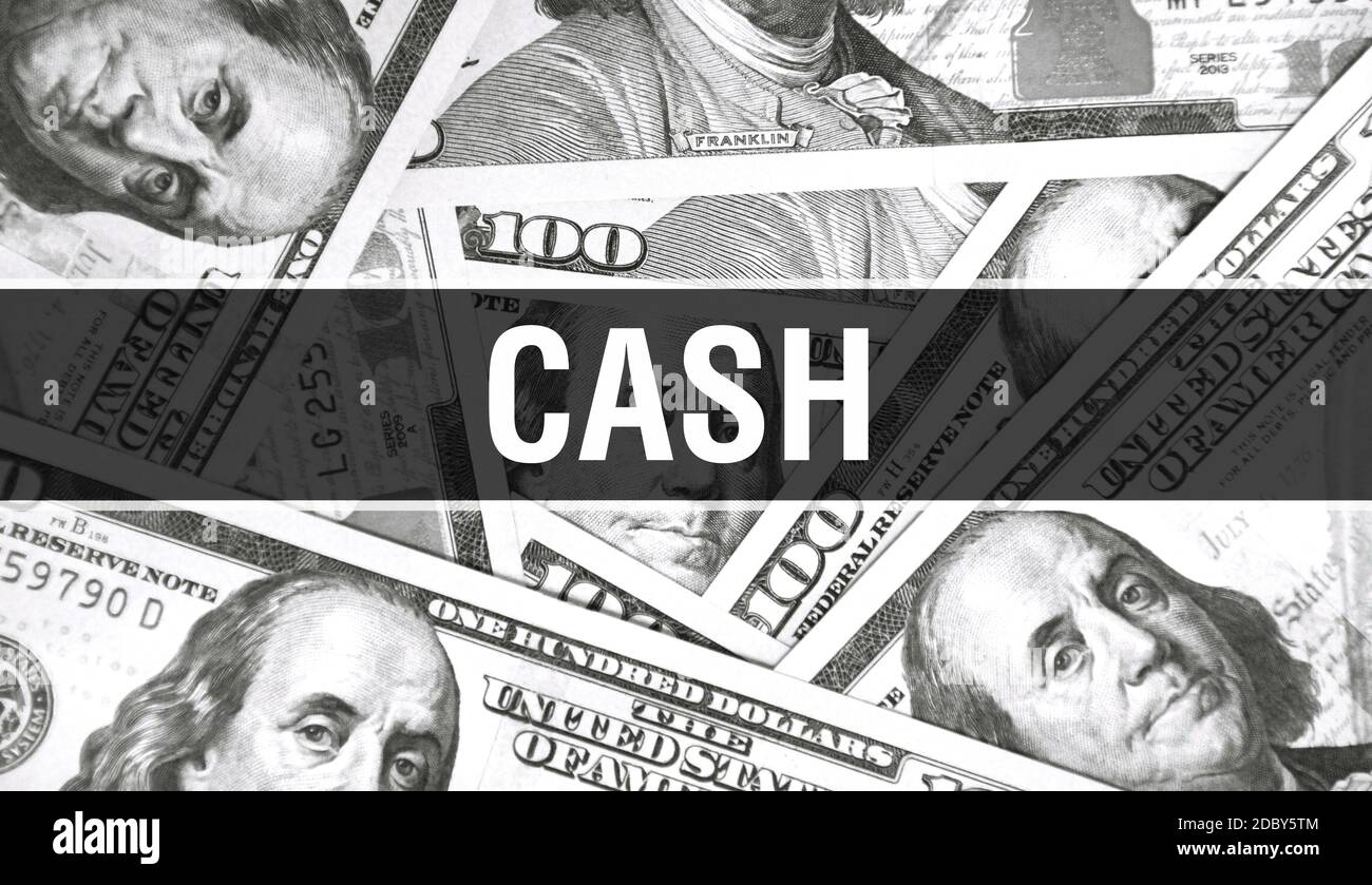 Cash text Concept Closeup. American Dollars Cash Money,3D rendering ...