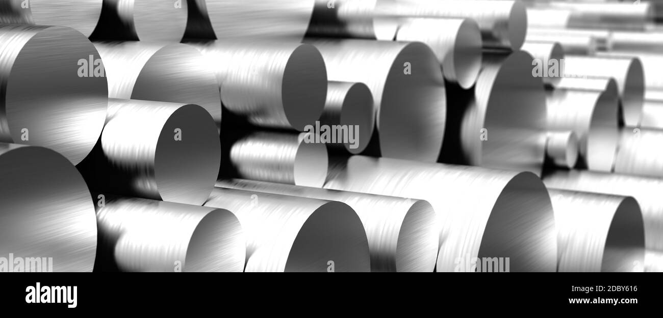 Stack of Stainless steel rods close-up Stock Photo - Alamy