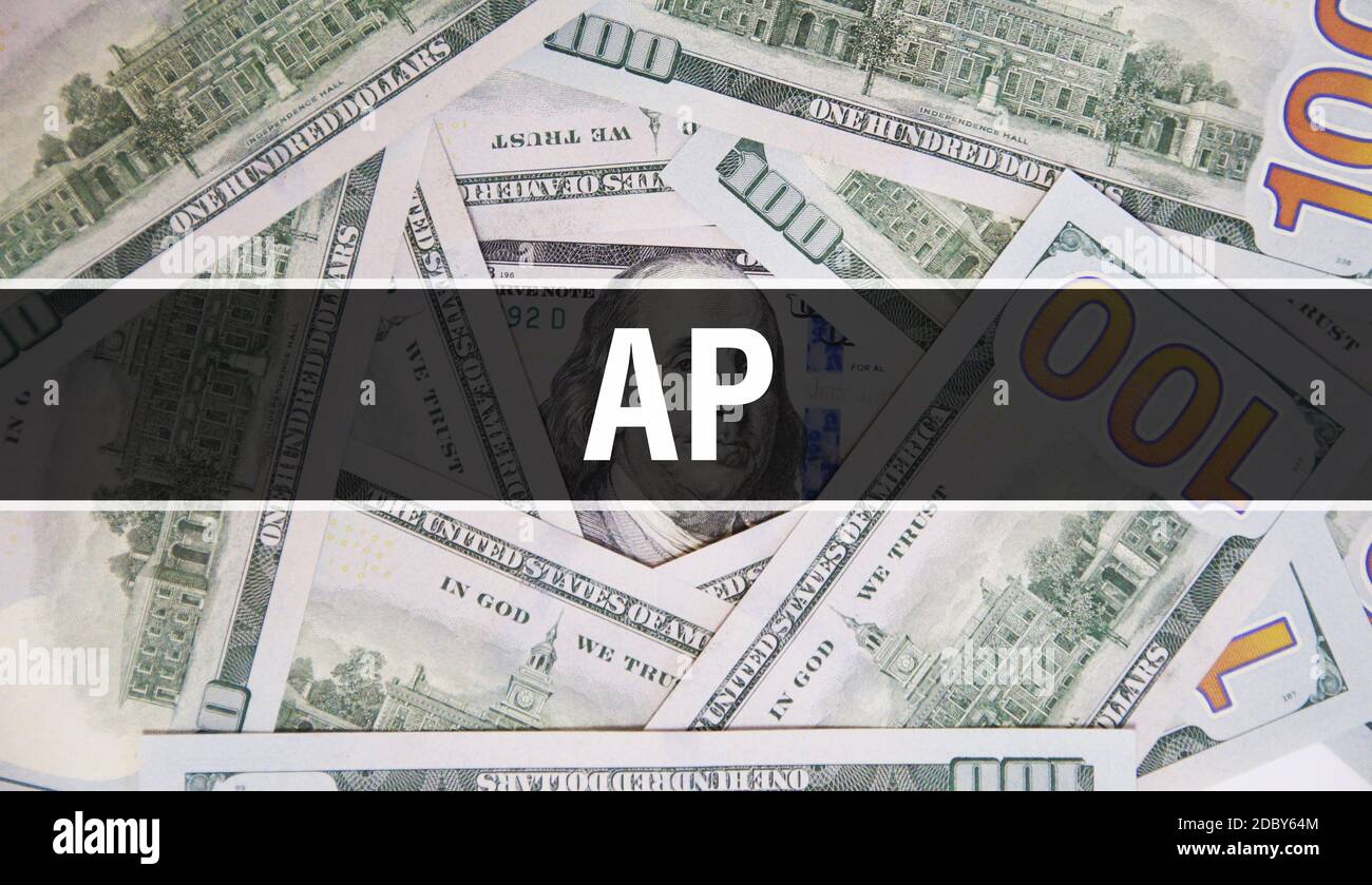 AP text Concept Closeup. American Dollars Cash Money,3D rendering. AP ...