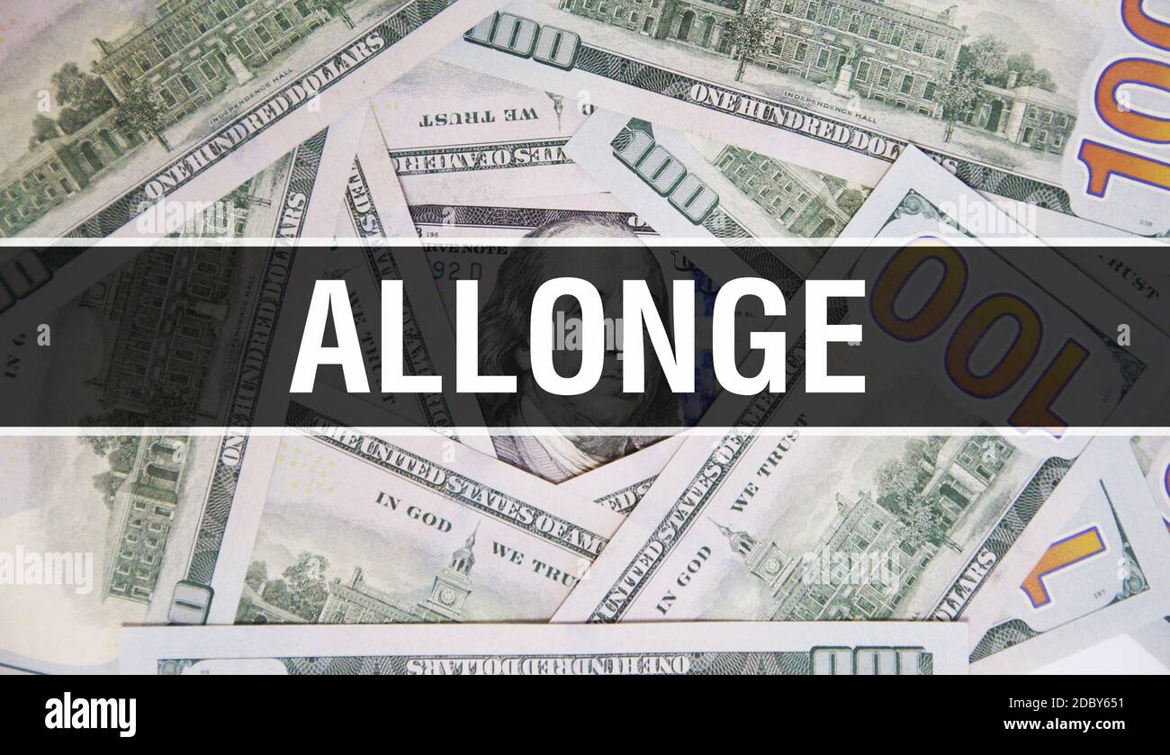 Allonge text Concept Closeup. American Dollars Cash Money,3D rendering ...