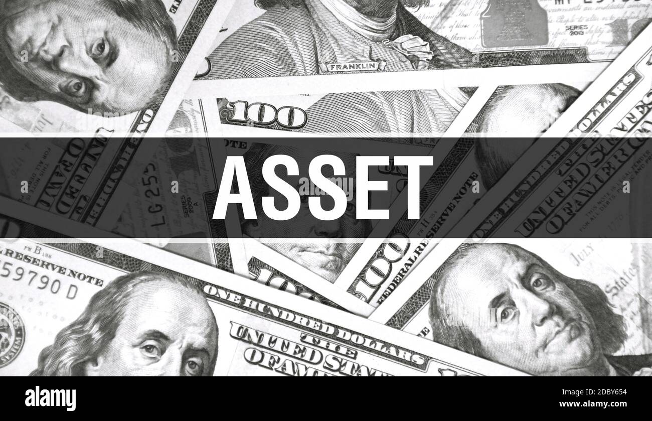 Asset text Concept Closeup. American Dollars Cash Money,3D rendering ...