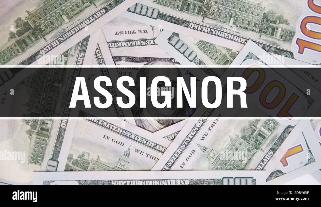 Assignor text Concept Closeup. American Dollars Cash Money,3D rendering ...