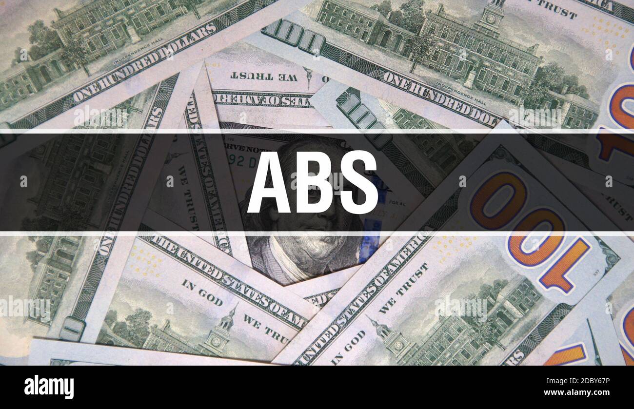 ABS text Concept Closeup. American Dollars Cash Money,3D rendering. ABS ...