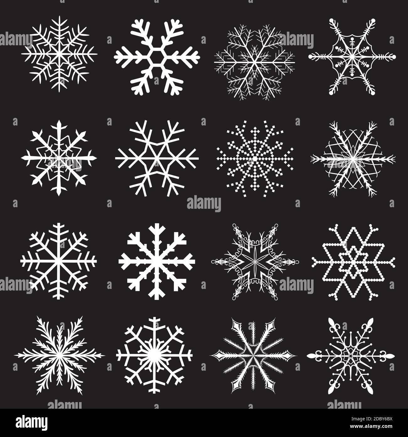 Vector snowflakes set on black Stock Vector Image & Art - Alamy