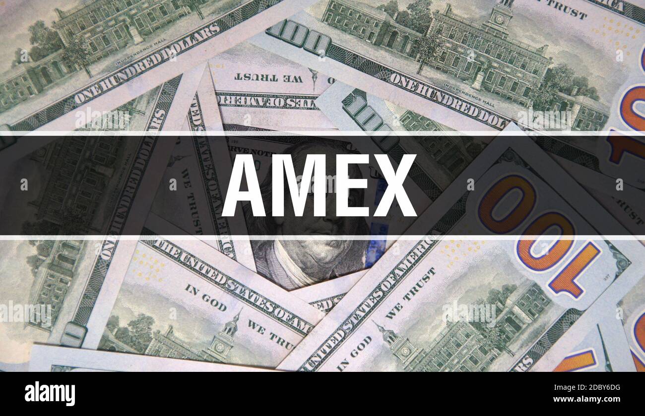 AMEX text Concept Closeup. American Dollars Cash Money,3D rendering ...