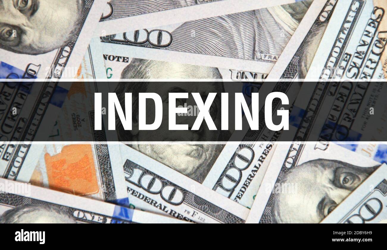 Indexing text Concept Closeup. American Dollars Cash Money,3D rendering ...