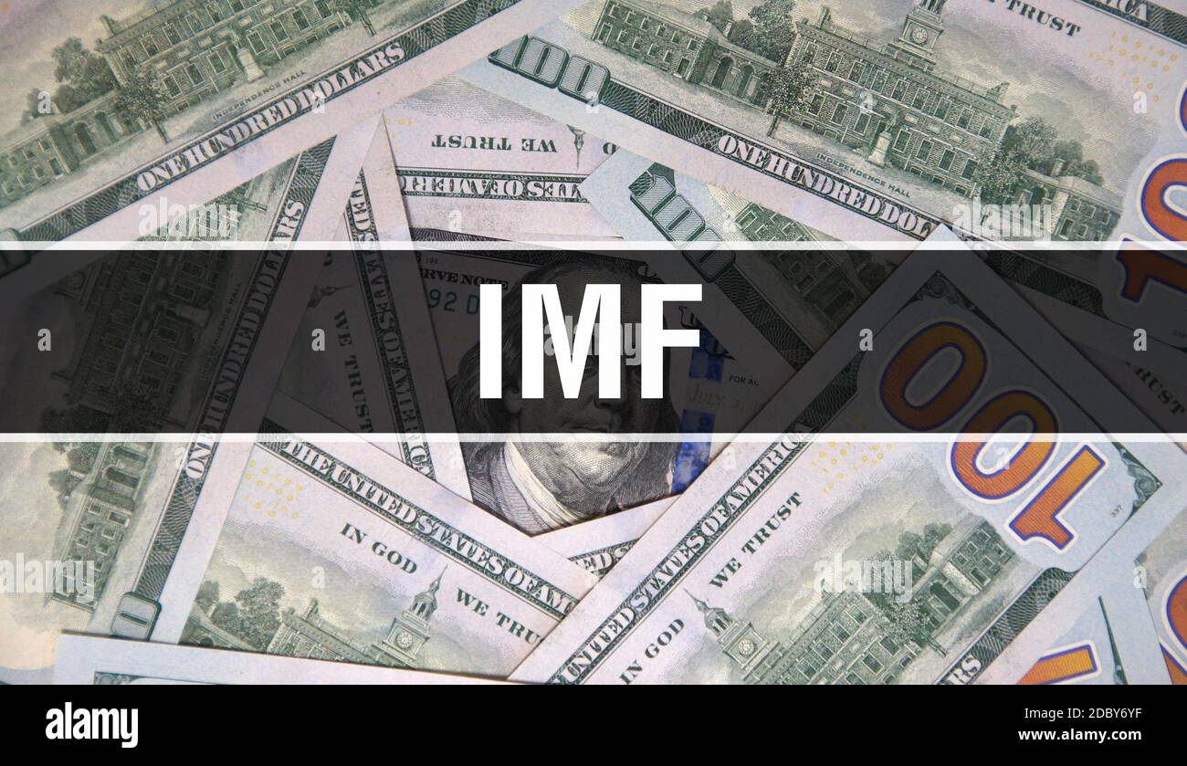 IMF text Concept Closeup. American Dollars Cash Money,3D rendering. IMF ...