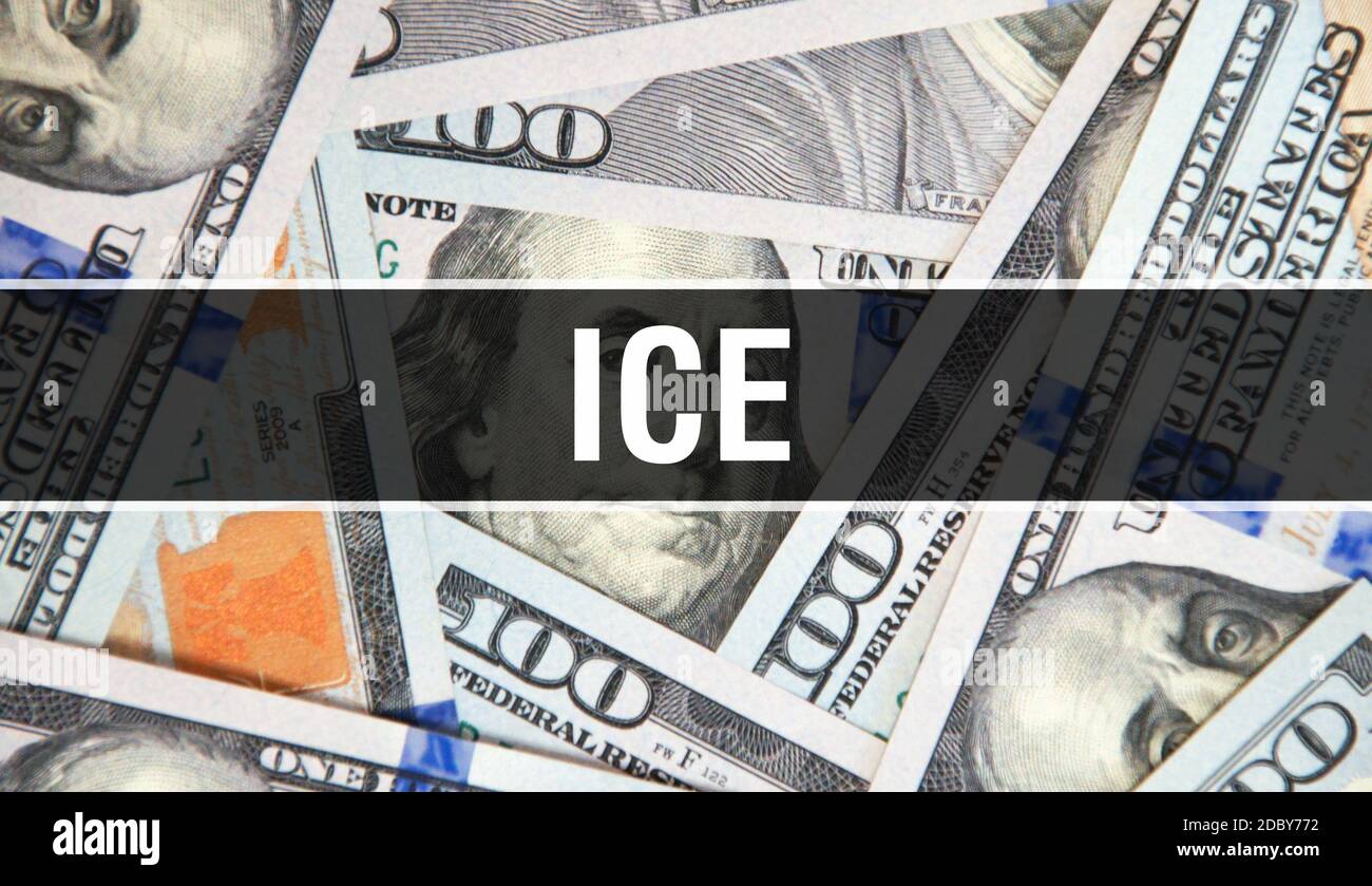 ICE text Concept Closeup. American Dollars Cash Money,3D rendering. ICE ...