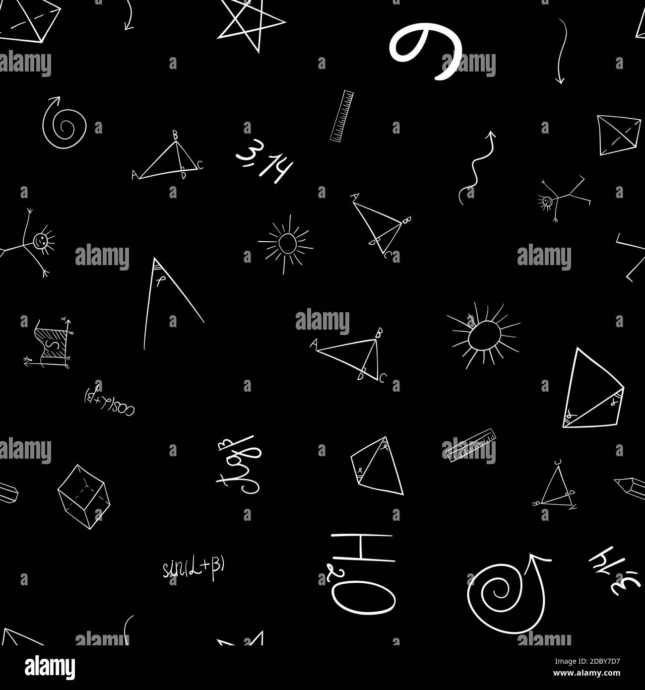 abstract school doodles seamless pattern Stock Photo - Alamy