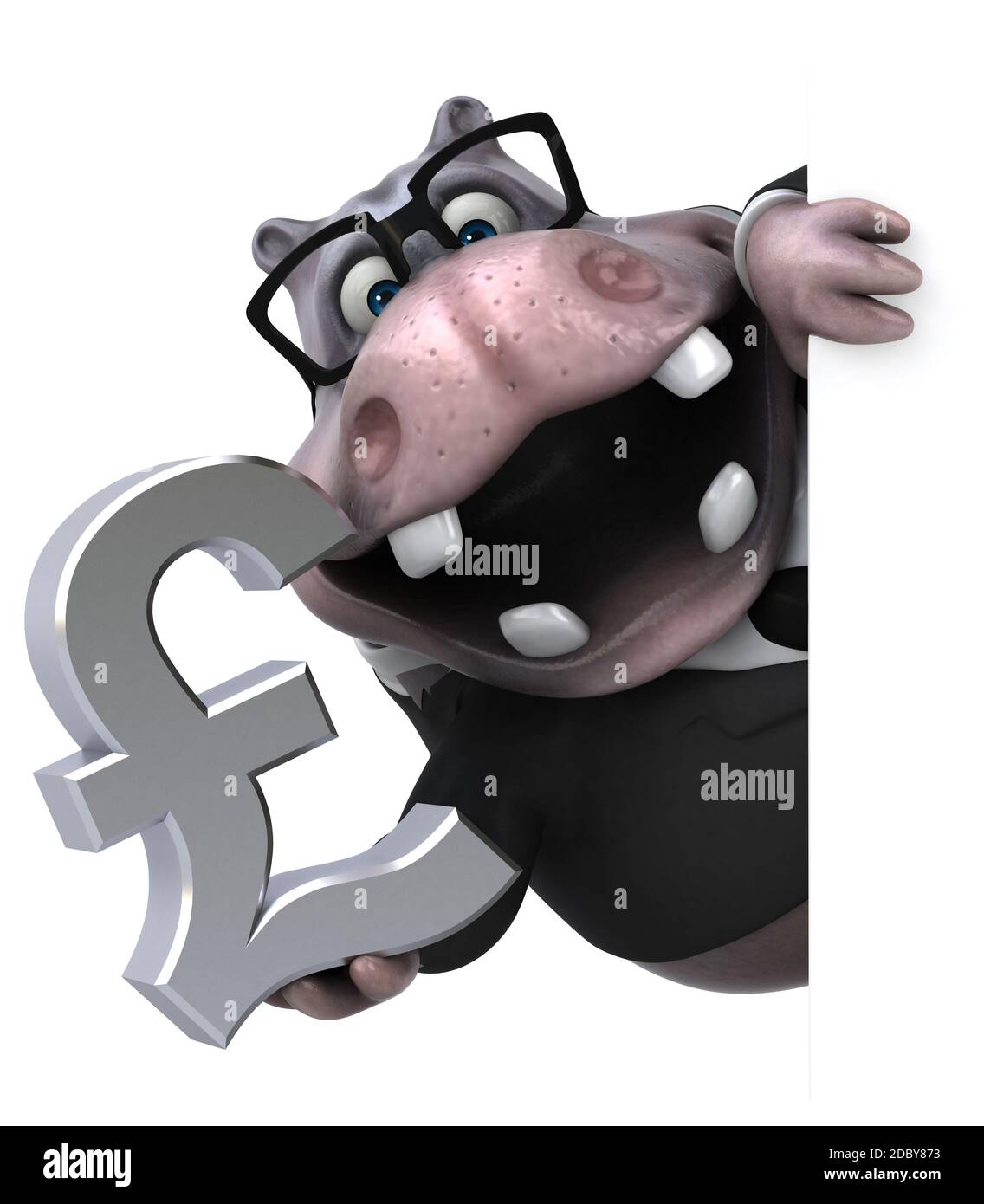 Fun hippo - 3D Illustration Stock Photo - Alamy