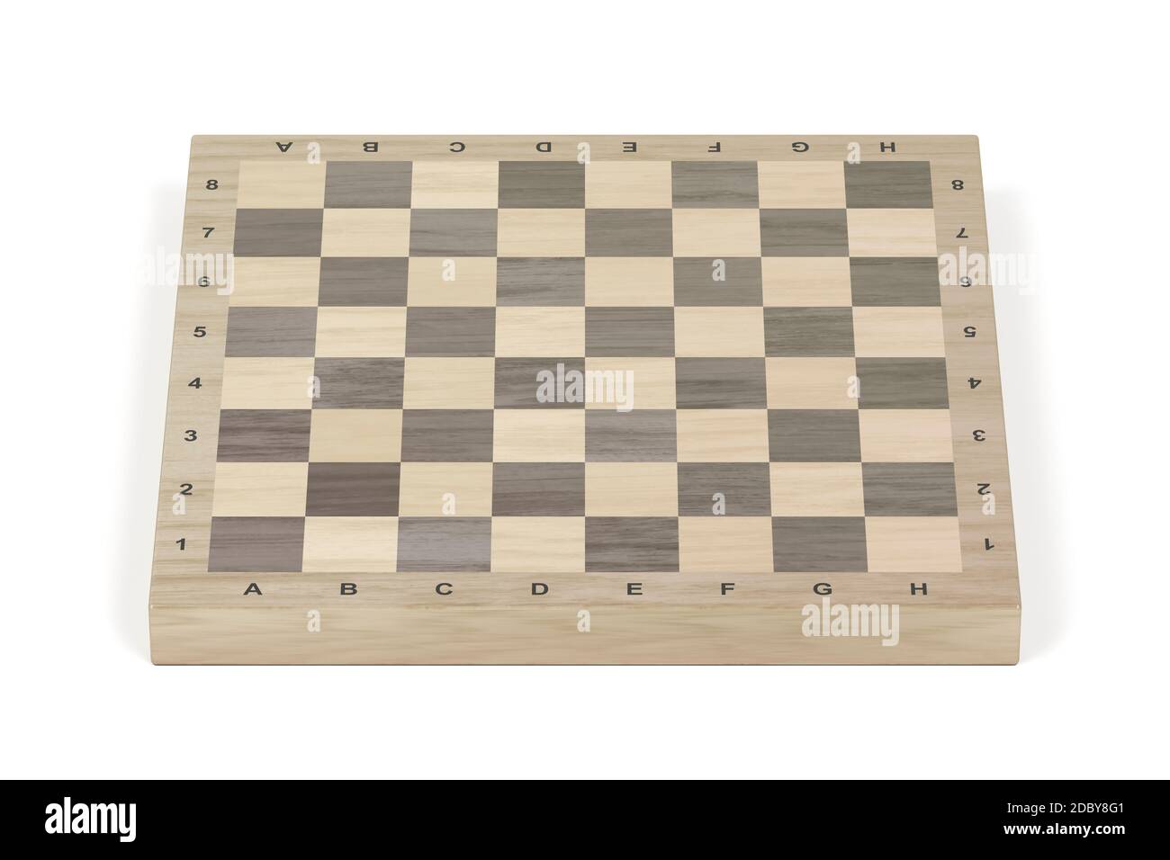 Wooden chess board on white background, front view Stock Photo - Alamy