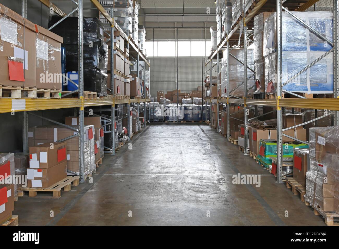 Storage Room With Shelving System in Distribution Warehouse Stock Photo ...