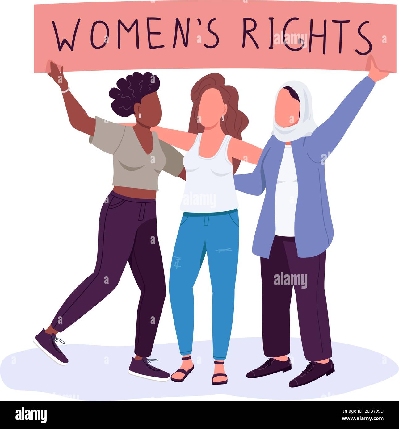 Women rights flat color vector faceless characters Stock Vector Image ...