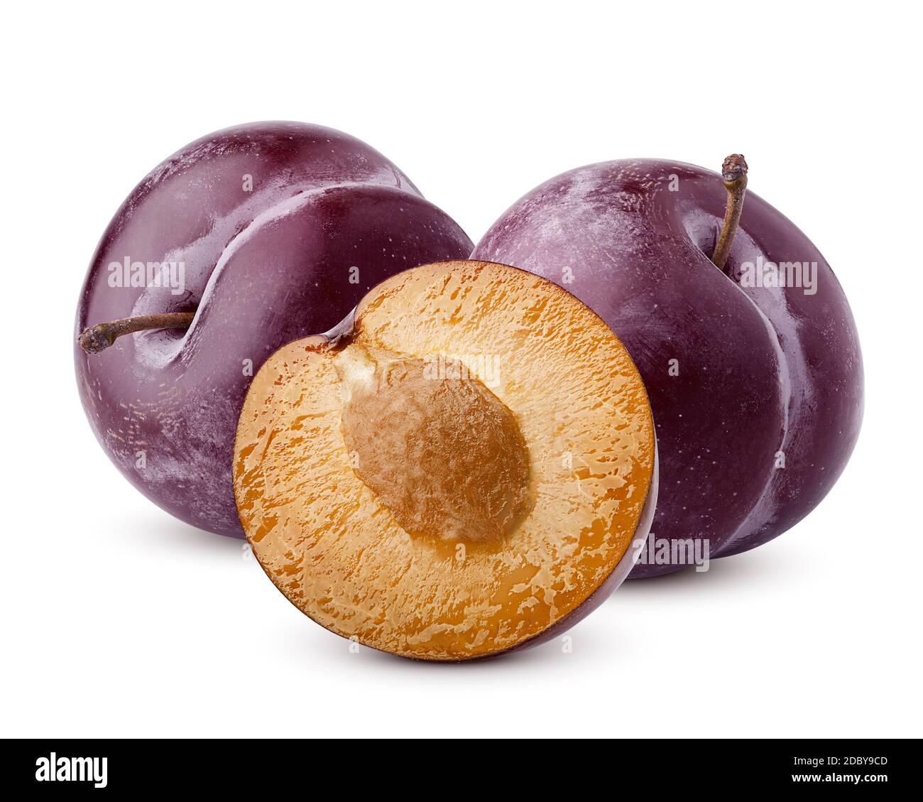plum isolated on white background, clipping path, full depth of field ...