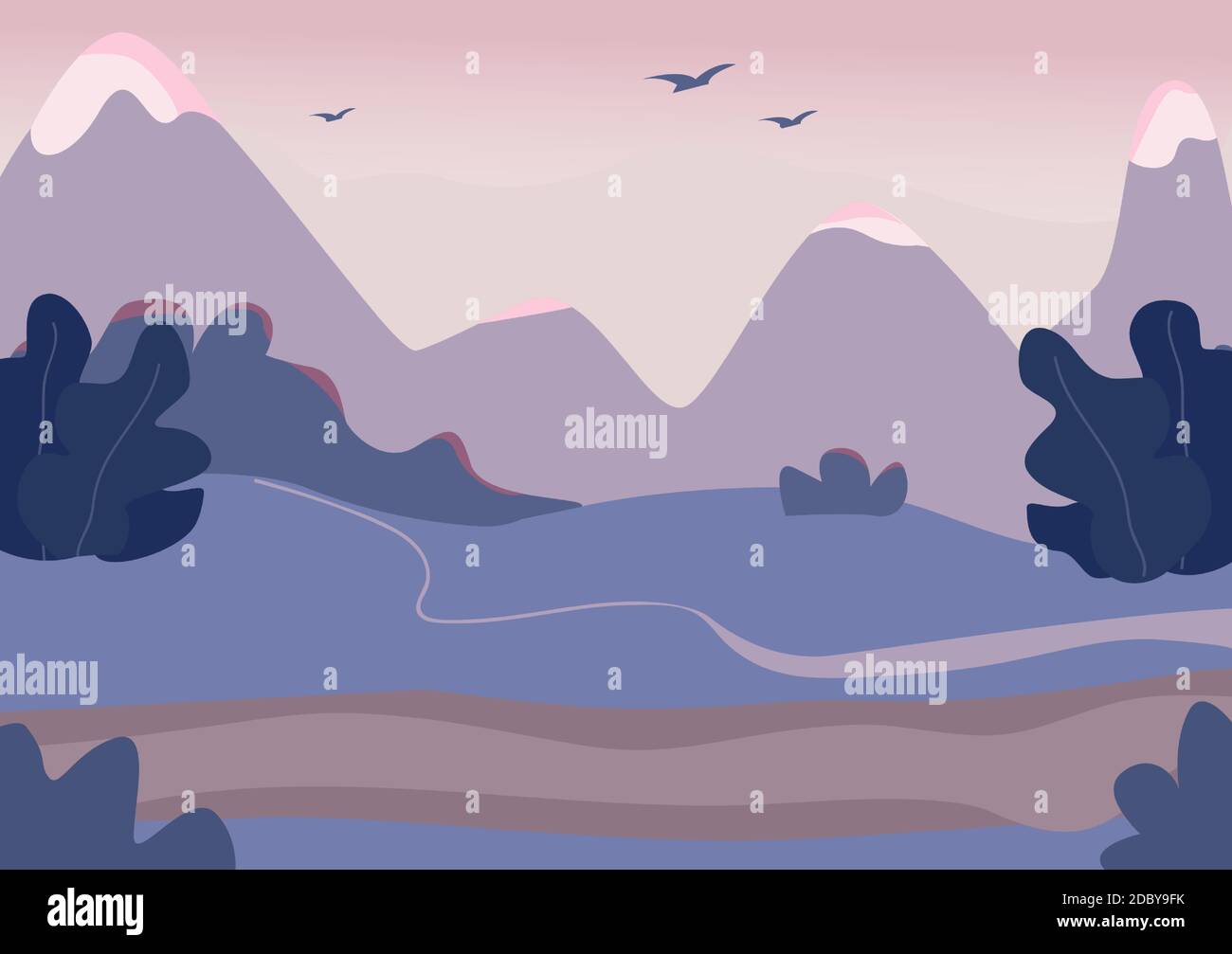 Mountain terrain flat color vector illustration Stock Vector Image ...