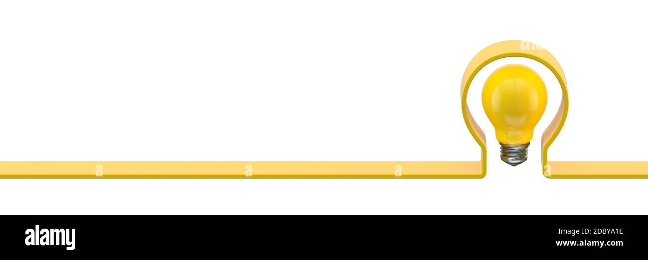 Yellow line and yellow light bulb 3D render illustration isolated on ...