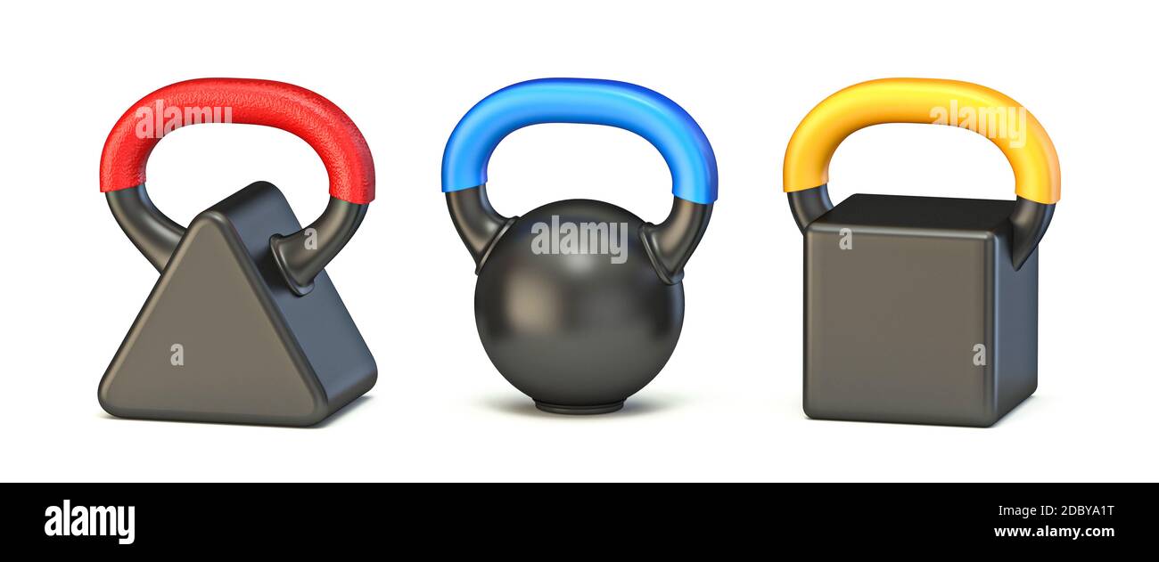 Basic shape kettle bell weight 3D render illustration isolated on white ...