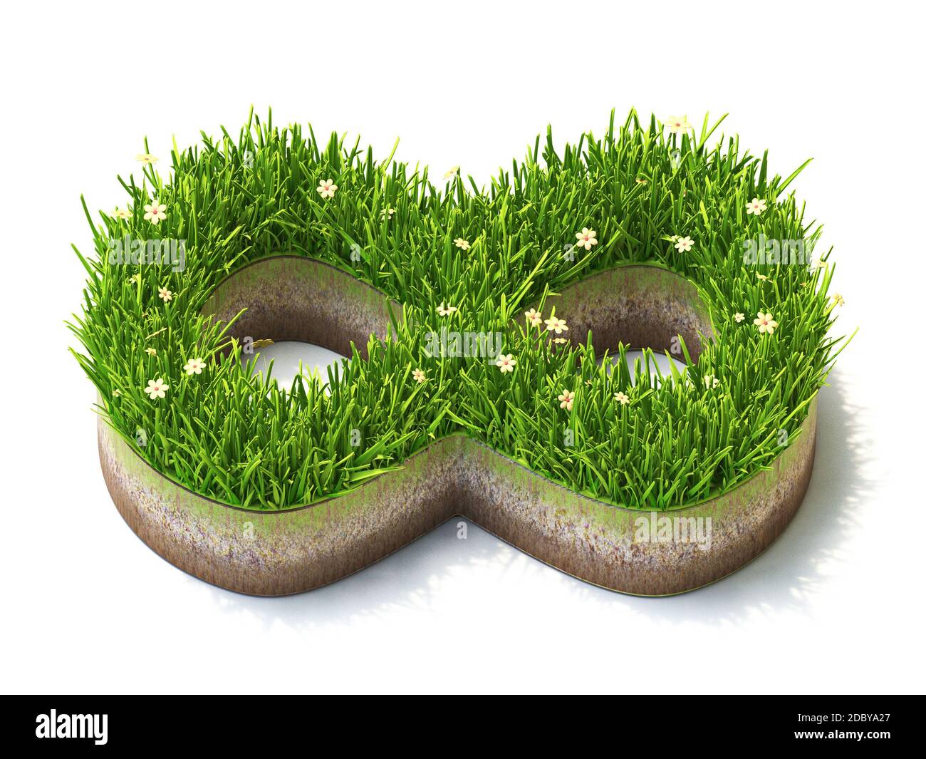 Infinity sign made of grass 3D render illustration isolated on white ...