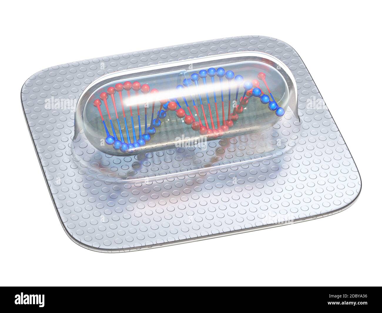 Pills capsule with DNA molecule 3D render illustration isolated on ...