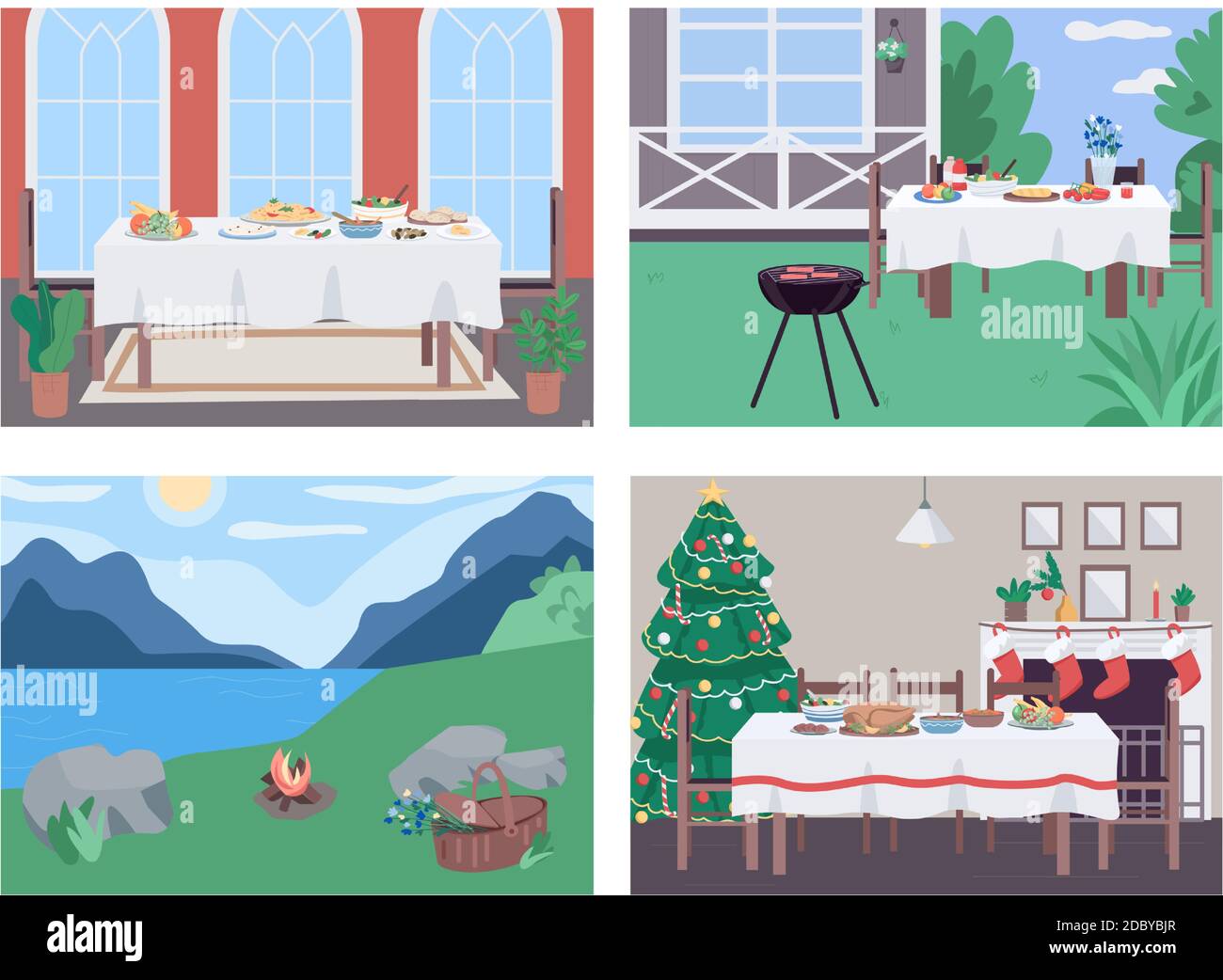 Family dinner holiday graphic Cut Out Stock Images & Pictures - Alamy