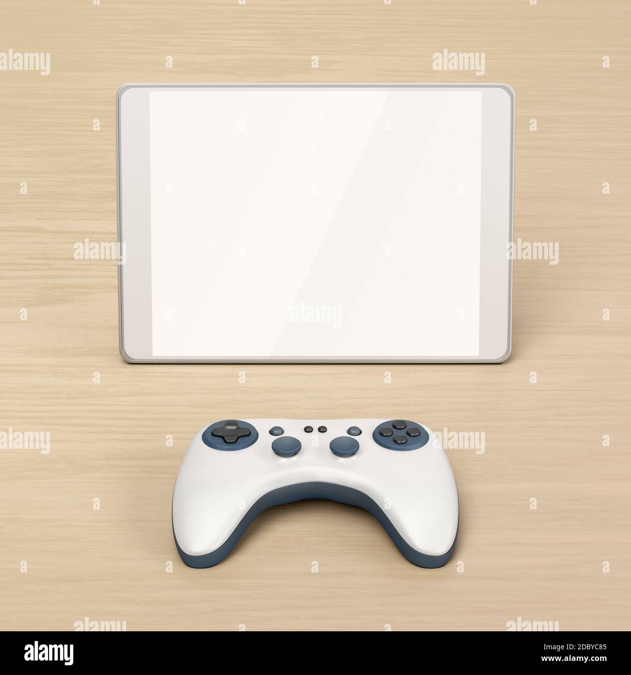 Tablet with empty screen and wireless gaming controller Stock Photo - Alamy