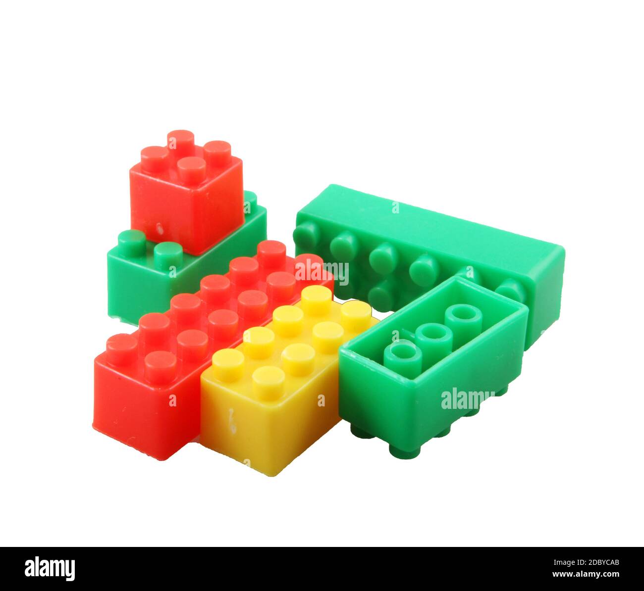 Plastic Building Blocks Toy Isolated On White Background Stock Photo ...