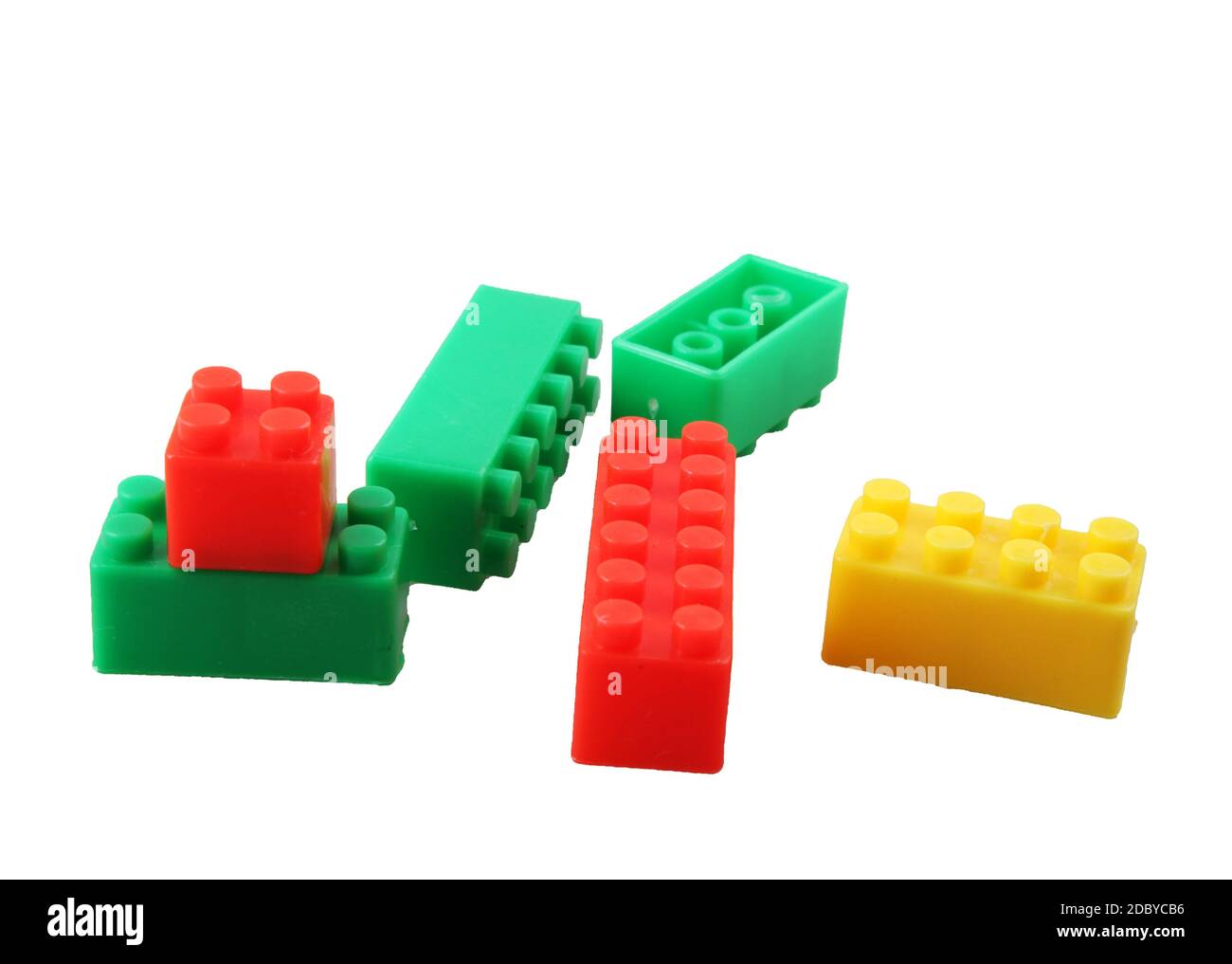 Plastic Building Blocks Toy Isolated On White Background Stock Photo ...